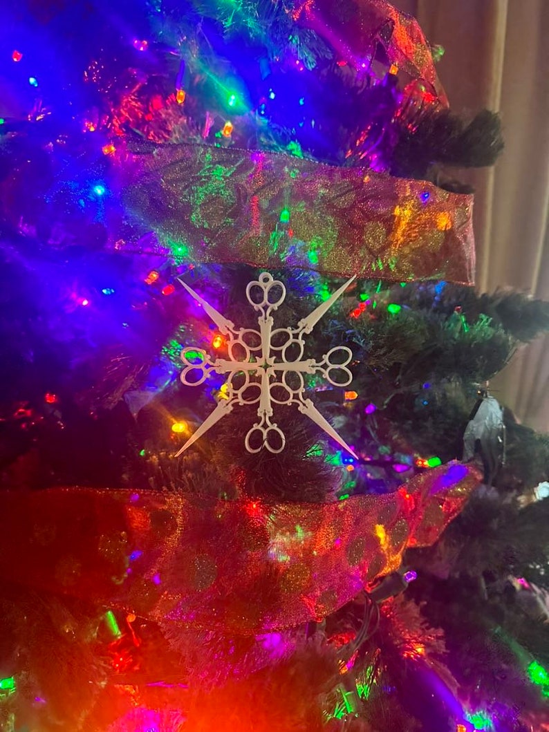 3D Printed Beautician Hair Stylist Scissor Snowflake Ornament - Etsy