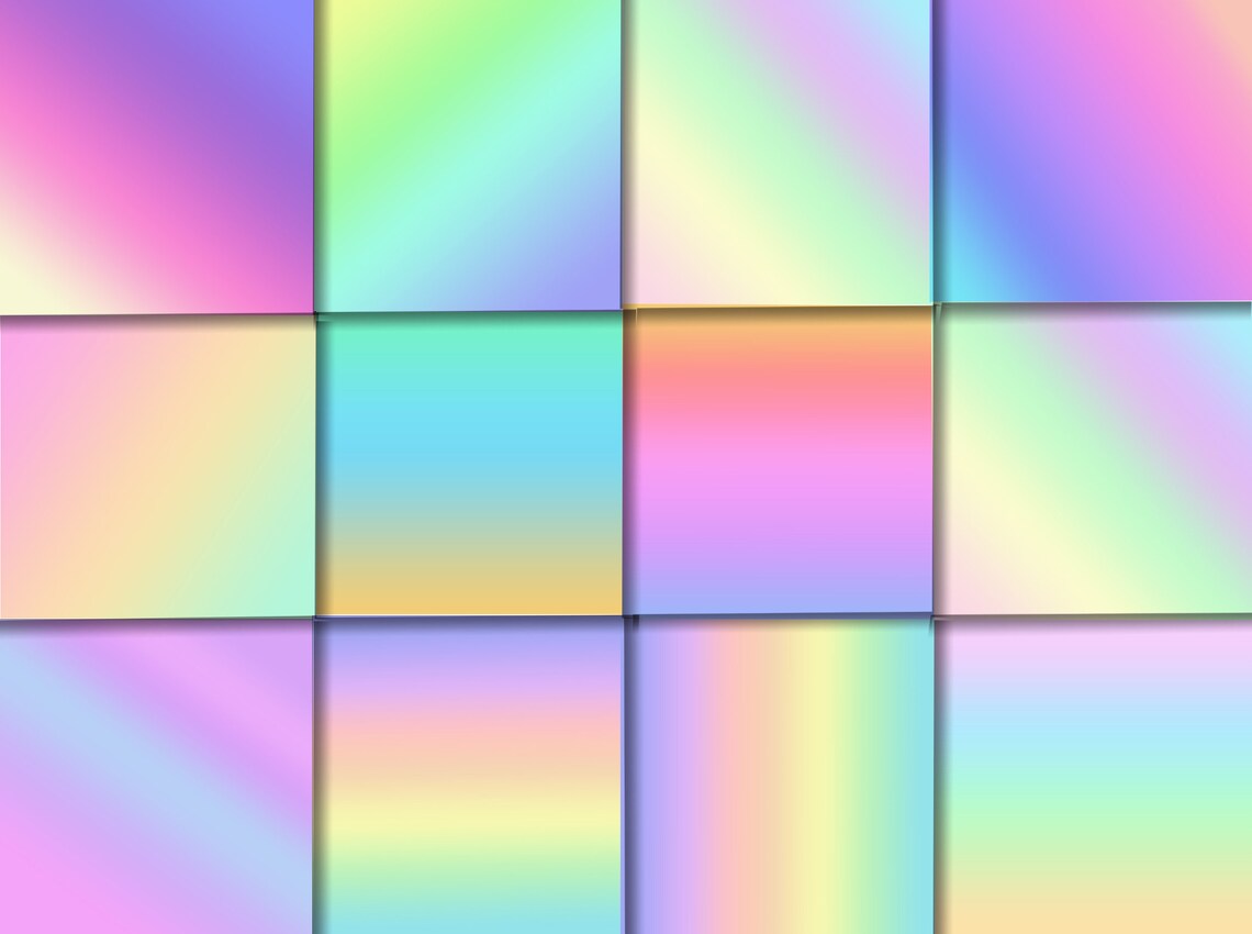 Pastel Rainbow Color Paper, Multi-color, Watercolor, Digital Paper Pack ...