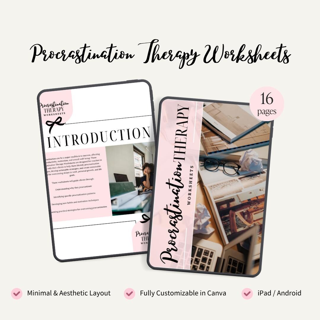 Procrastination Worksheets, Focus Workbook Printable, Beat Overwhelm ...