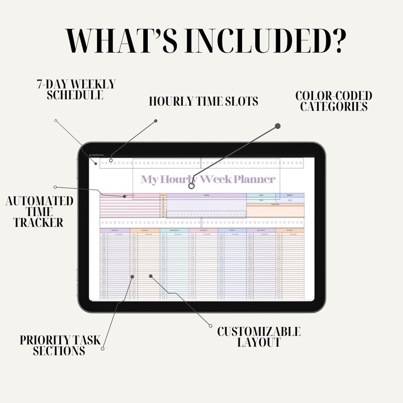 Hourly Week Google Sheet, Time Blocking Schedule, Weekly Planner ...