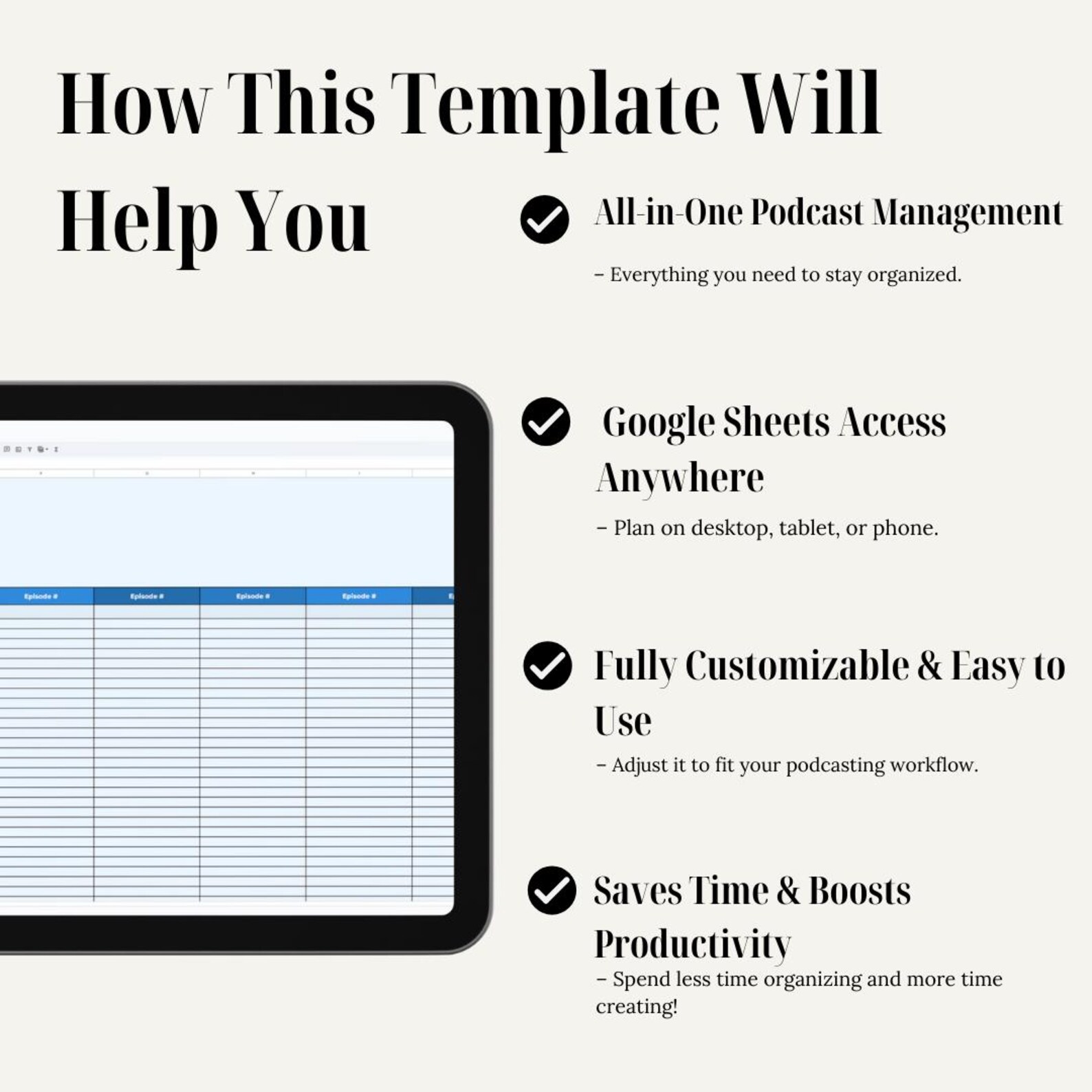 Podcast Planner Google Sheet, Episode Tracker, Show Notes Template ...
