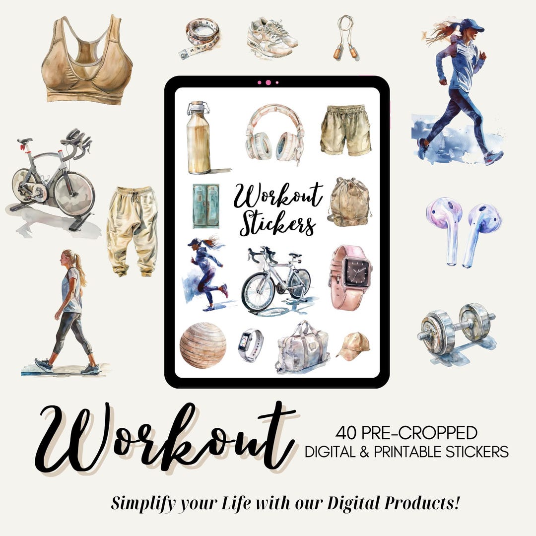 Digital Workout Stickers, Fitness Planner Stickers, Gym Quotes ...
