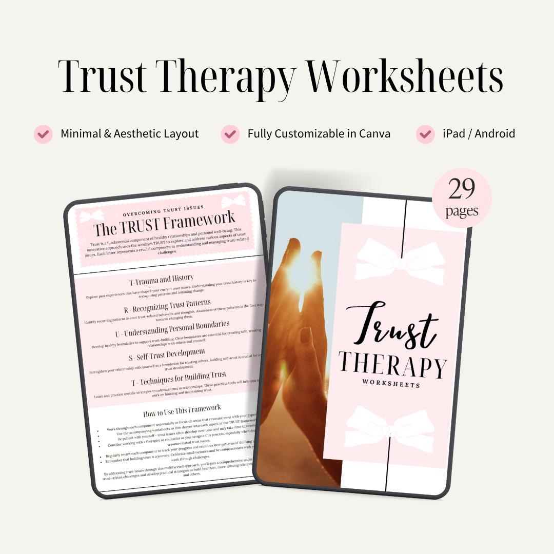 Trust Therapy Worksheets, Rebuild Trust Workbook, Relationship Healing ...