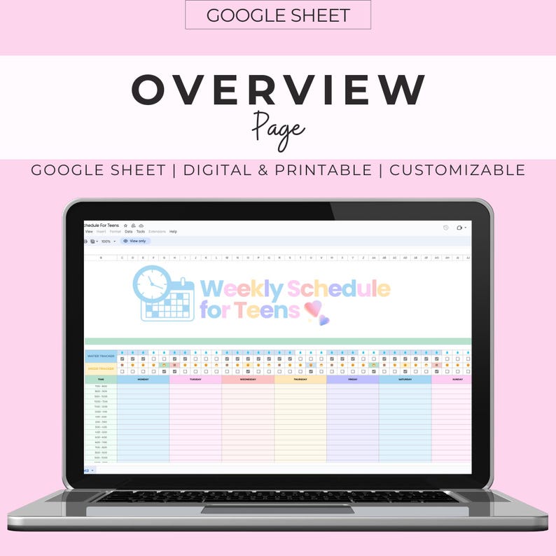 Kids Weekly Schedule Template, Google Sheets Planner, Editable Digital ...