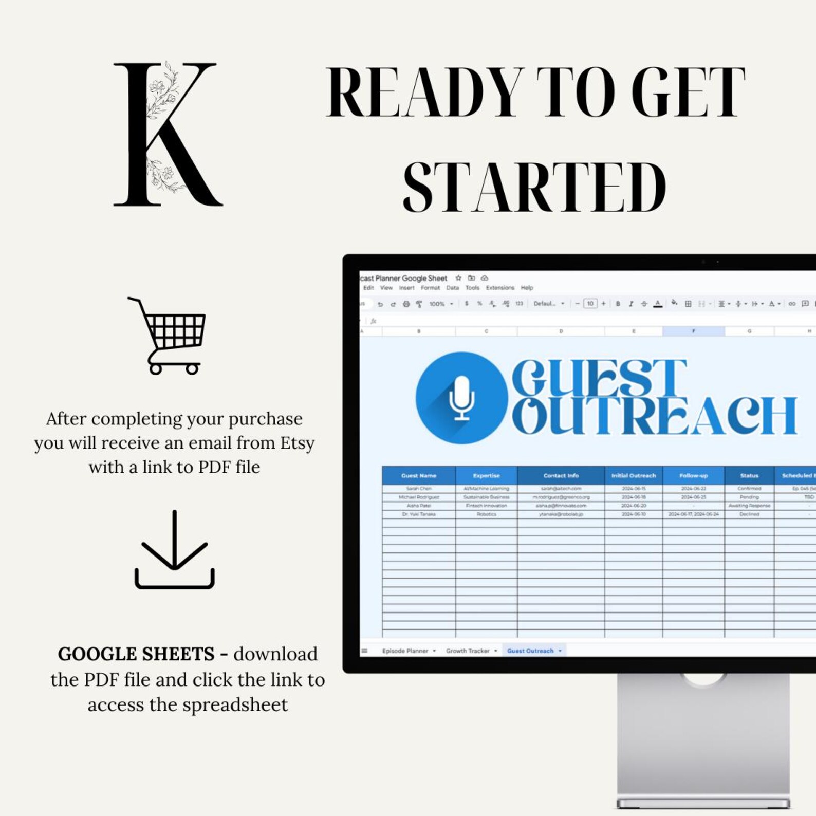 Podcast Planner Google Sheet, Episode Tracker, Show Notes Template ...