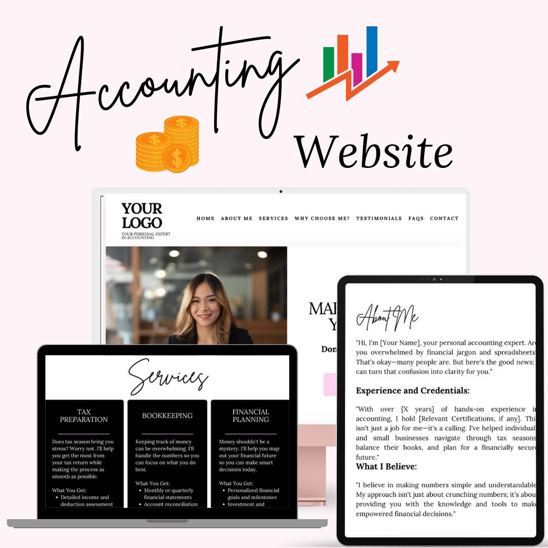 Business Bookkeeping Website Template Tax Season Webpage Design ...