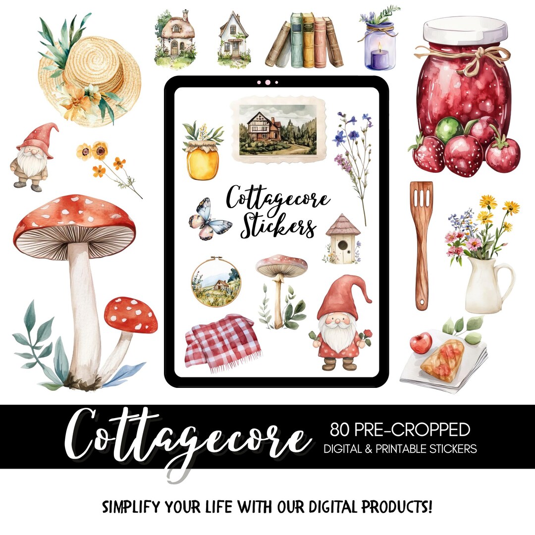 Cottagecore Stickers, Aesthetic Vinyl Sticker Pack for Journaling ...