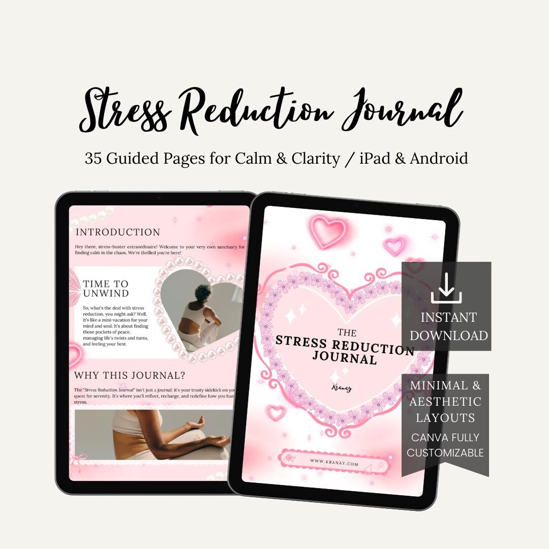 Stress Reduction Journal, Mental Health Printable, Self Care Workbook ...