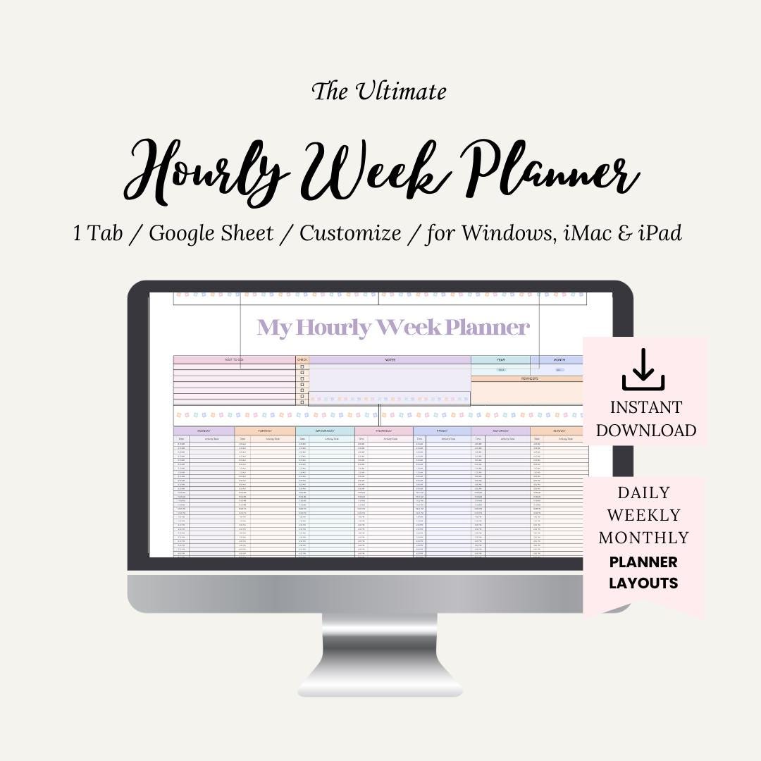 Hourly Week Google Sheet, Time Blocking Schedule, Weekly Planner ...