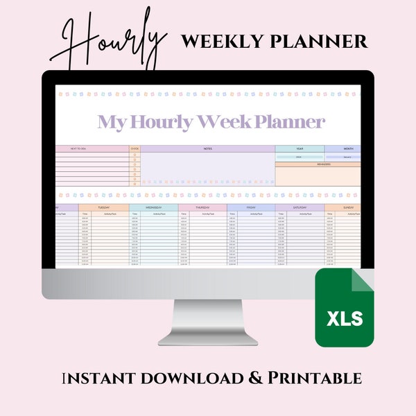 Google Sheets Hourly Planner Template - Etsy