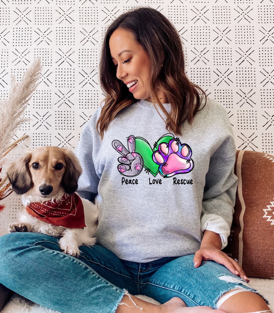 DTF Transfer | Peace Love Rescue Transfer | Dog Lover | Heat Transfer ...