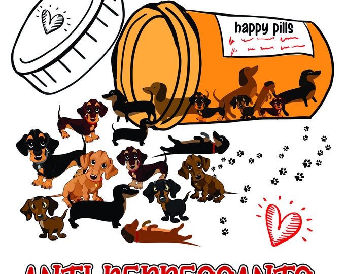 DTF Transfer | Weiner Dog Anti Depressants Dtf | Heat Transfer | Heat ...