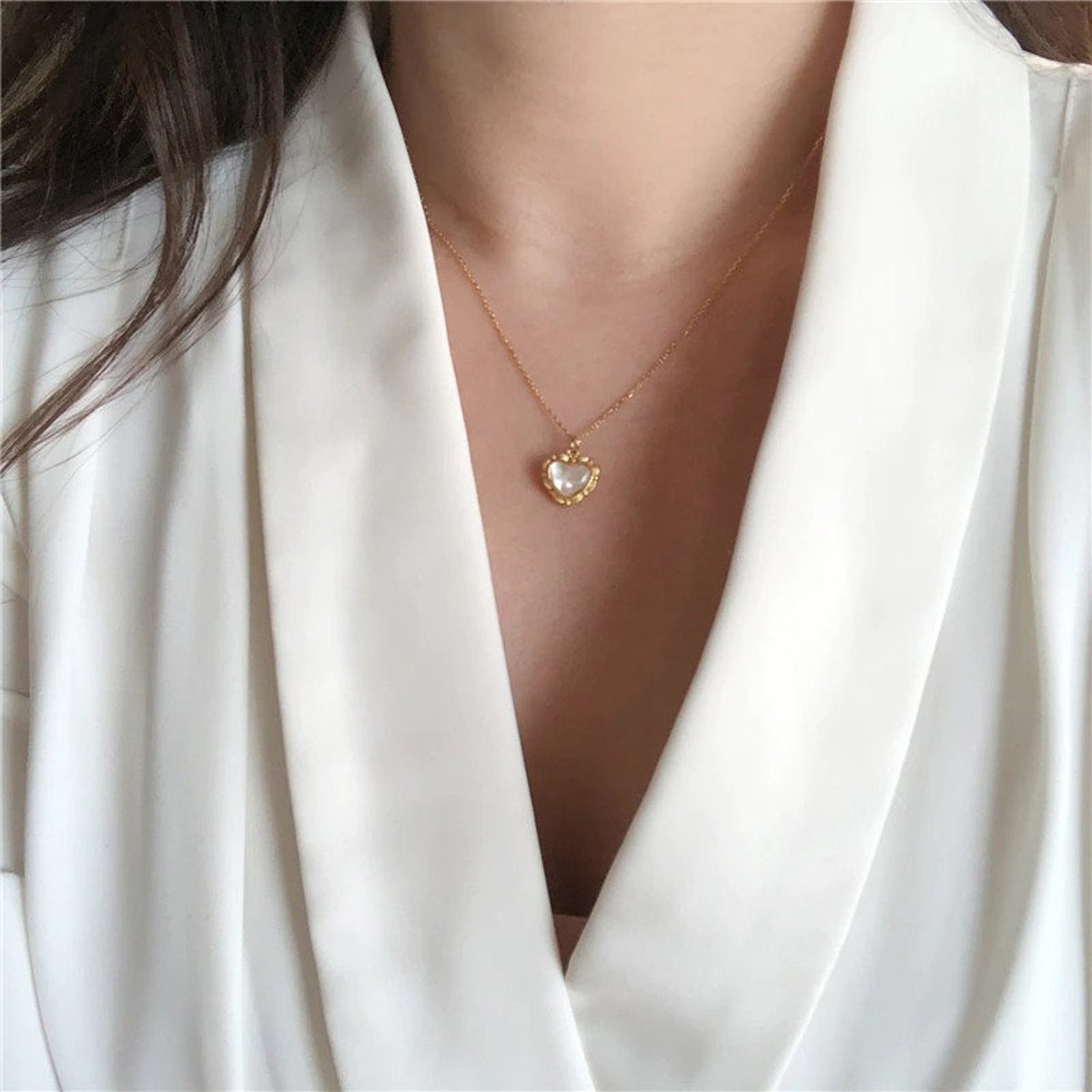 Cute Love Heart Necklace Vintage Gold Necklace Gold Plated - Etsy