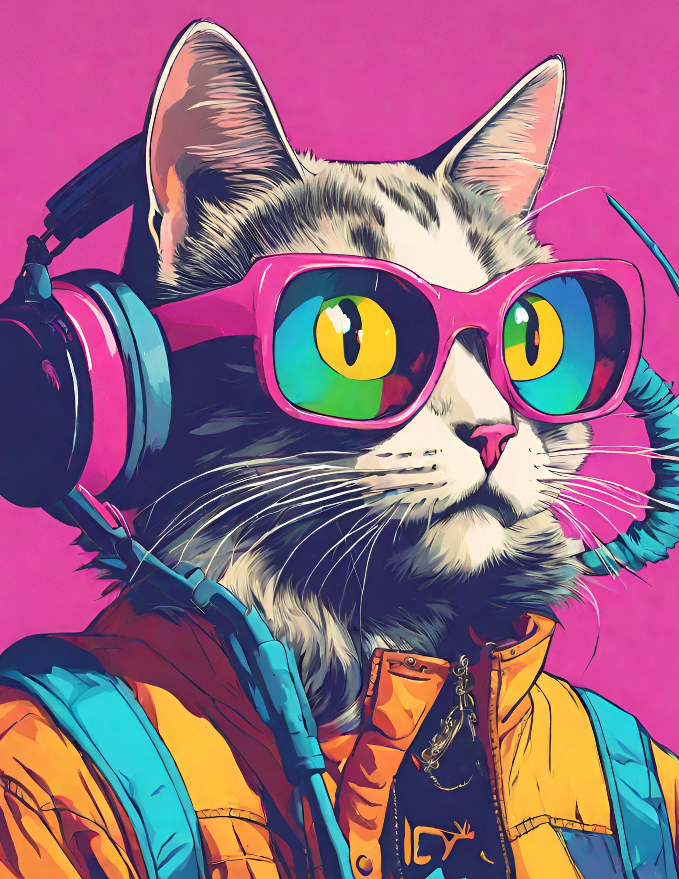 Printable 90s Cat Art, Digital Art, Home Decor, Wall Art - Etsy