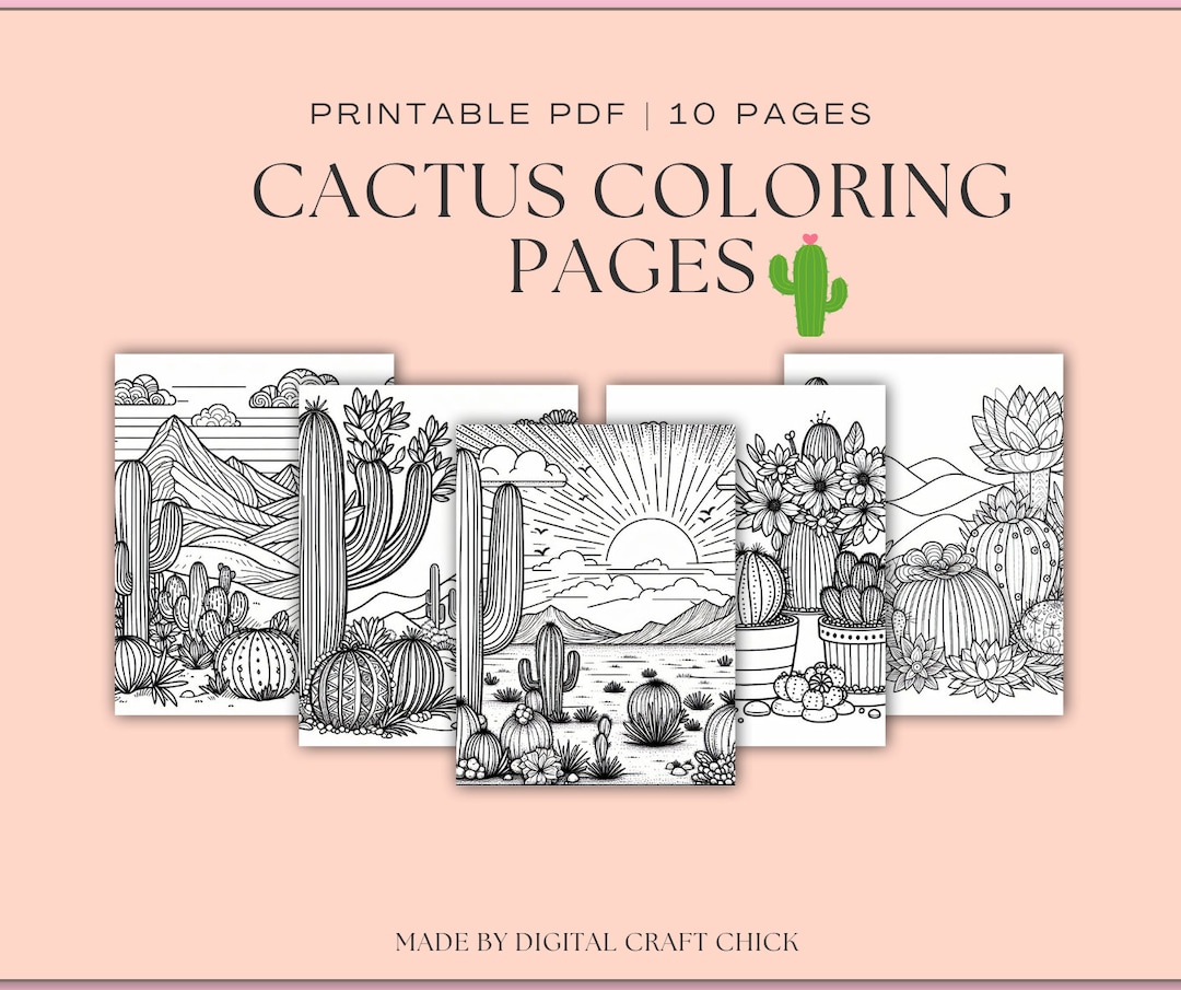 Printable Western Coloring Pages, 10 Pages, Cactus, PDF, Kids and Adult ...