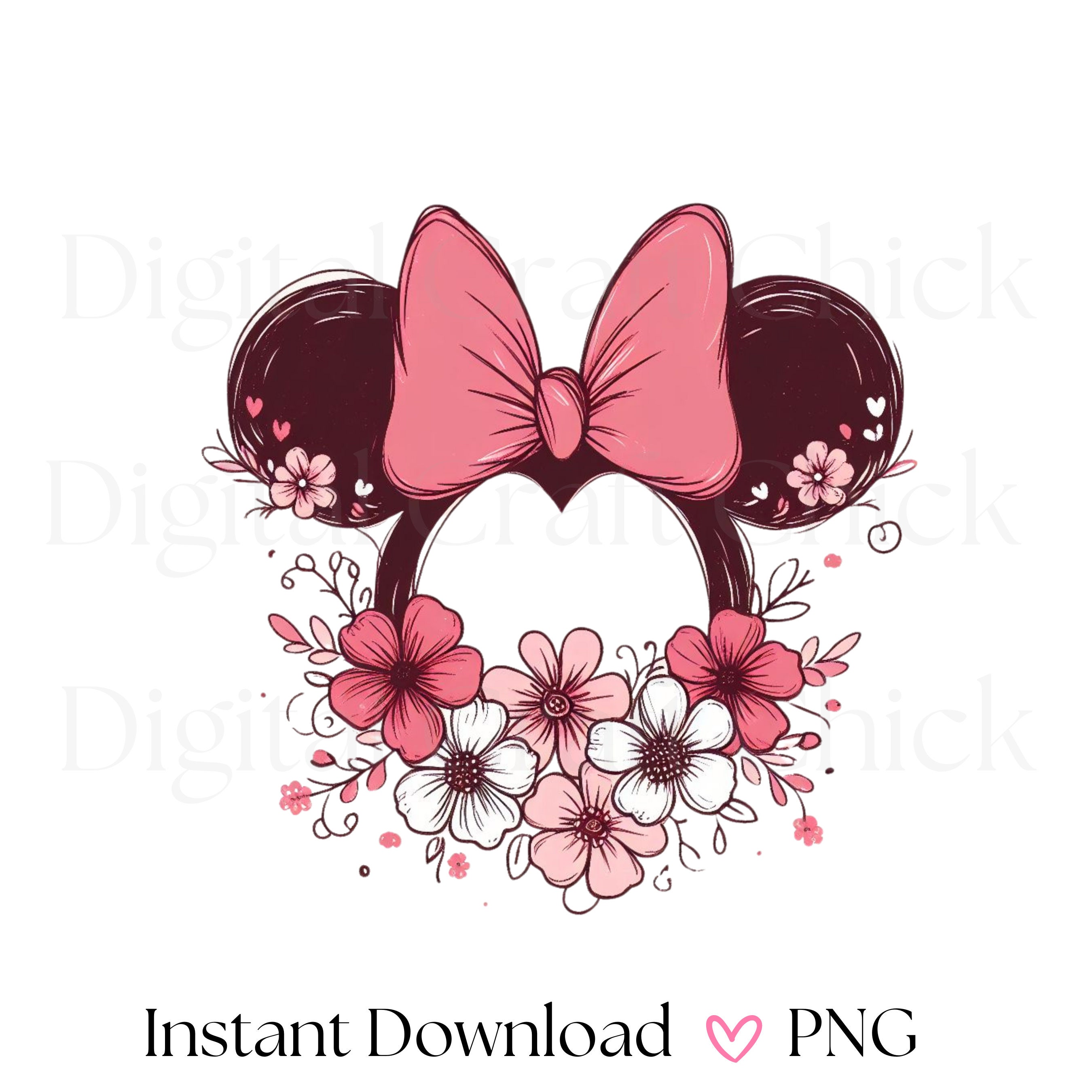 Minne Mouse Head PNG, PNG Bundle, Minnie Mouse Clipart, Sublimation ...