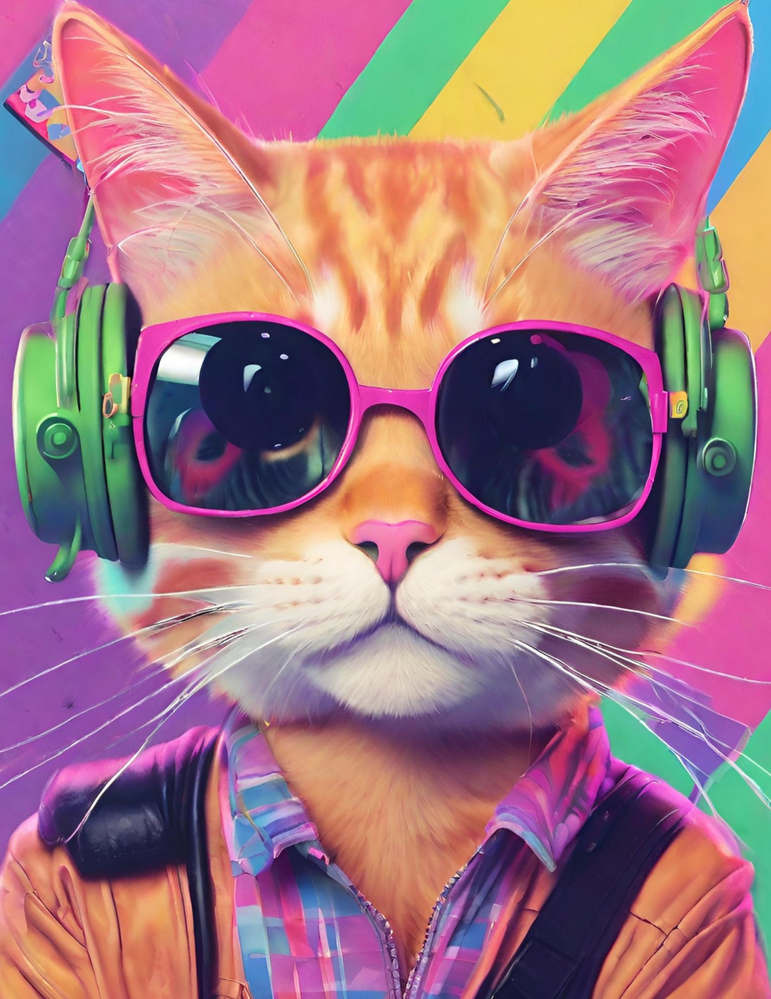 Printable 90s Cat Art, PNG, Digital Art, Home Decor, Wall Art - Etsy