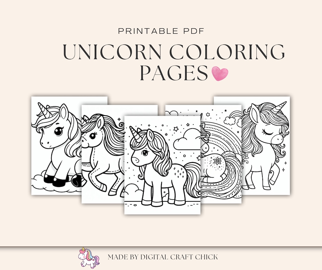 Printable Unicorn Coloring Pages, PDF, Cute Coloring Pages, Kids ...