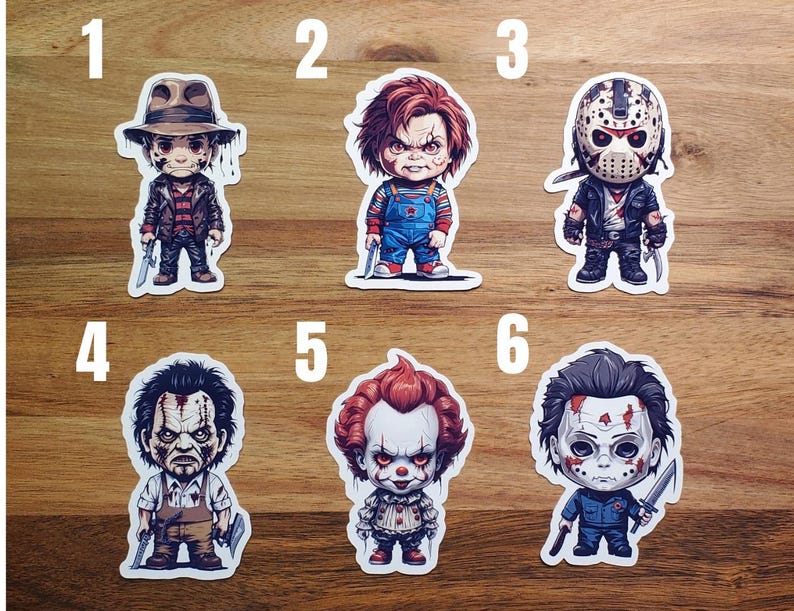 Halloween Horror Movie Characters Cartoon Stickers Single or Pack - Etsy