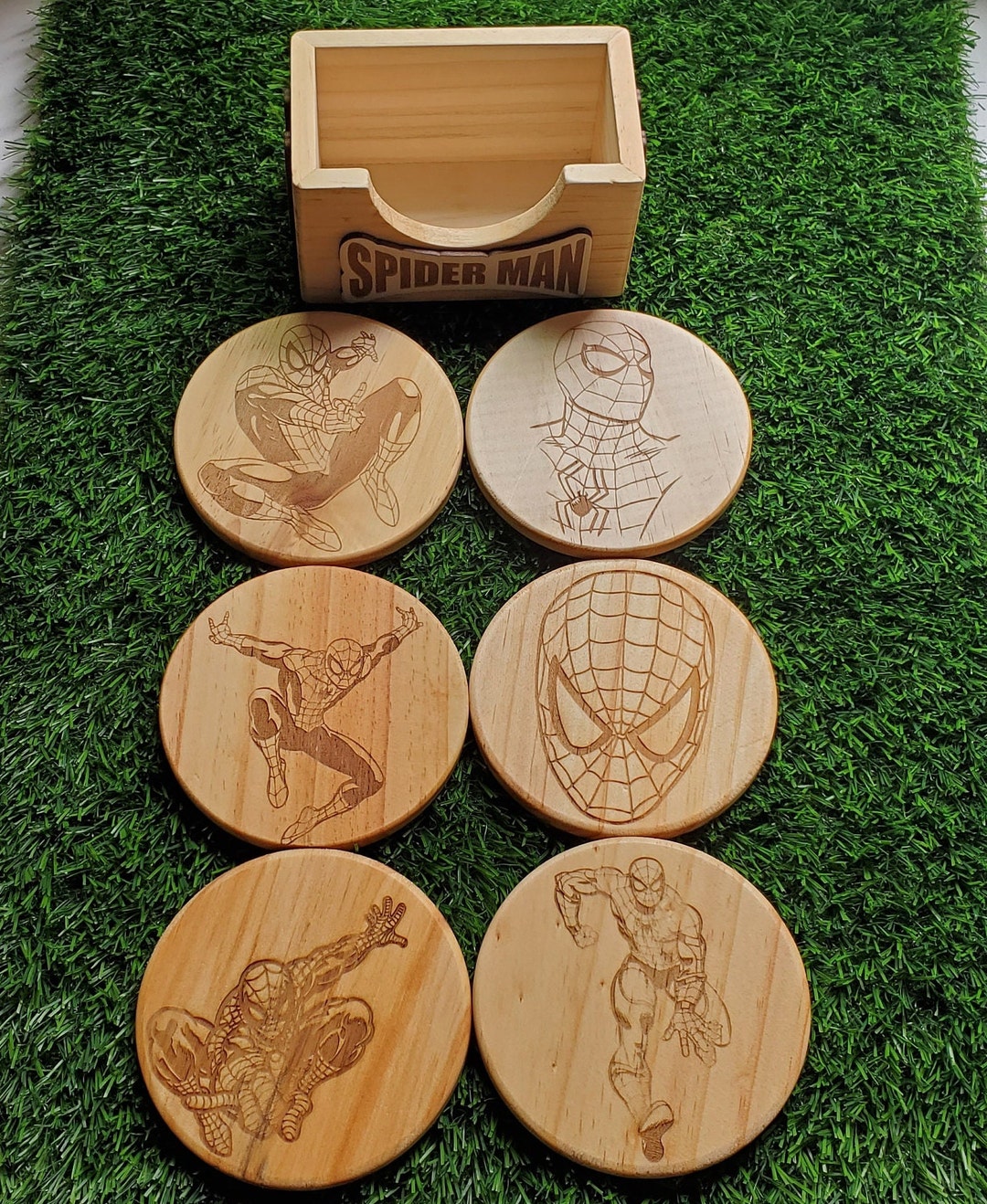 Spiderman Coasters With Coaster Holder Case Box - Set of 6 - Etsy