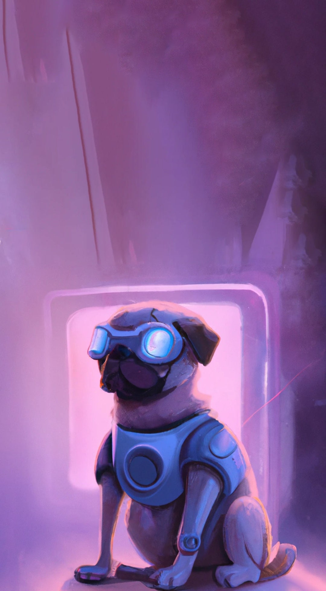 Retro Futuristic Style of Cool Pug Painting Digital Art - Etsy