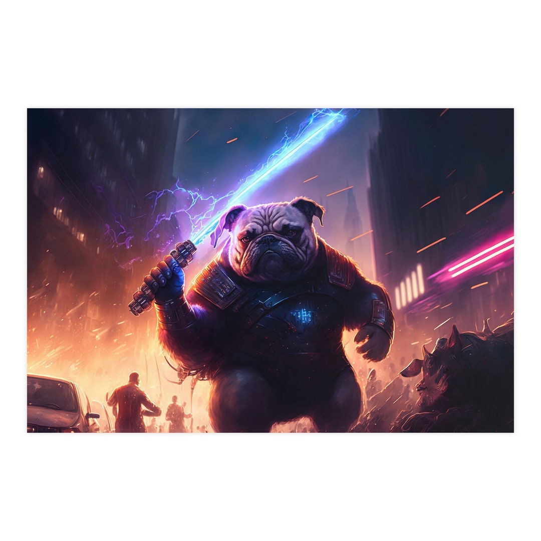 Ultra Realistic Cyberpunk Pug Fighting Villains Digital Art - Etsy