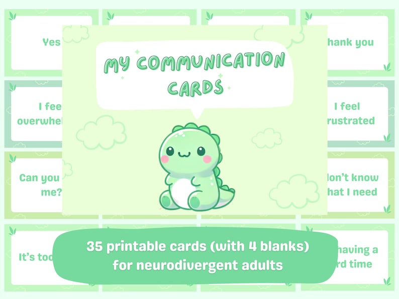 Dinosaur Autism/adhd Communication Cards | Instant Download Digital PDF ...