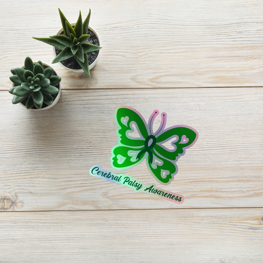 Cerebral Palsy Awareness Green Butterfly Holographic Sticker - Etsy