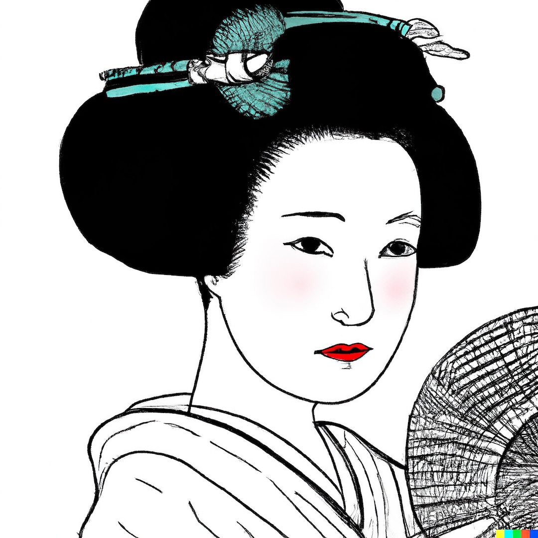 Ukiyo E Art Of A Beautiful Japanese Woman Upclose Etsy