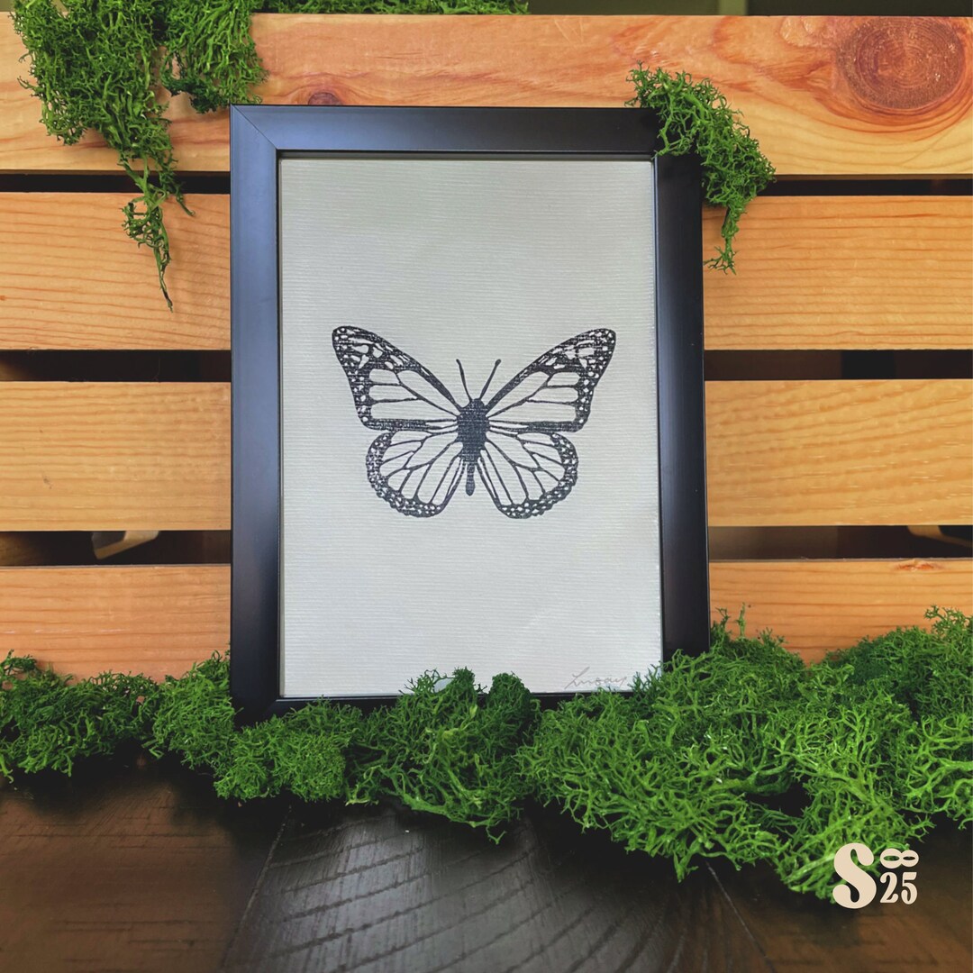 Monarch Butterfly Handmade Block Print - 5x7 - Etsy