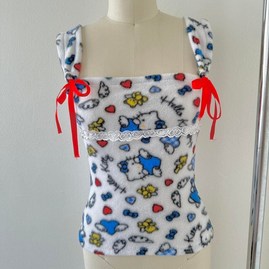 Coquette Milkmaid Girly Feminine Cottage Hello Kitty Blouse Y2k Summer ...