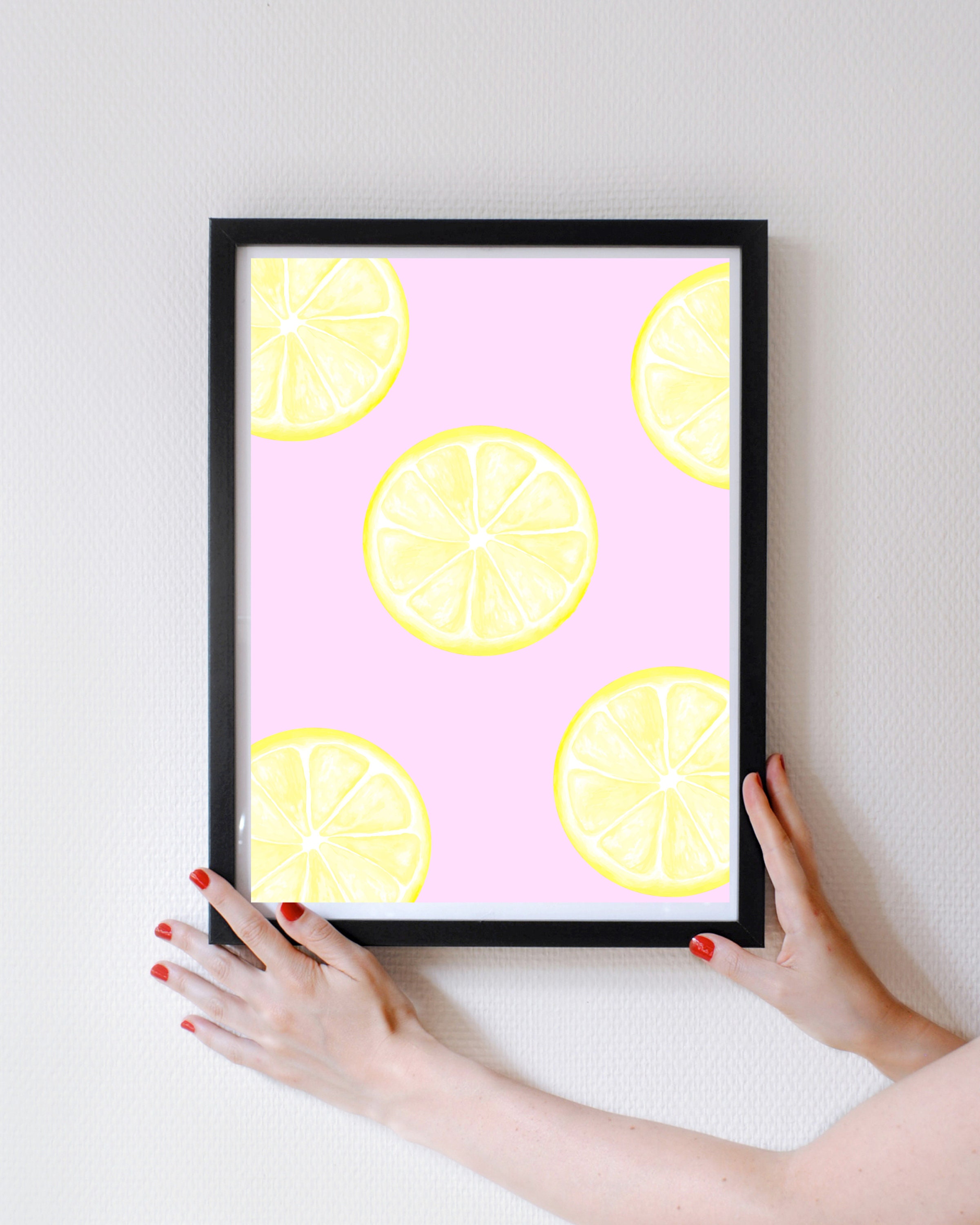 Pink Lemonade, Lemon Print, Pink and Yellow, Citrus Print, Kitchen Art ...