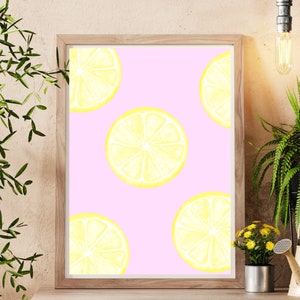 Pink Lemonade, Lemon Print, Pink and Yellow, Citrus Print, Kitchen Art ...