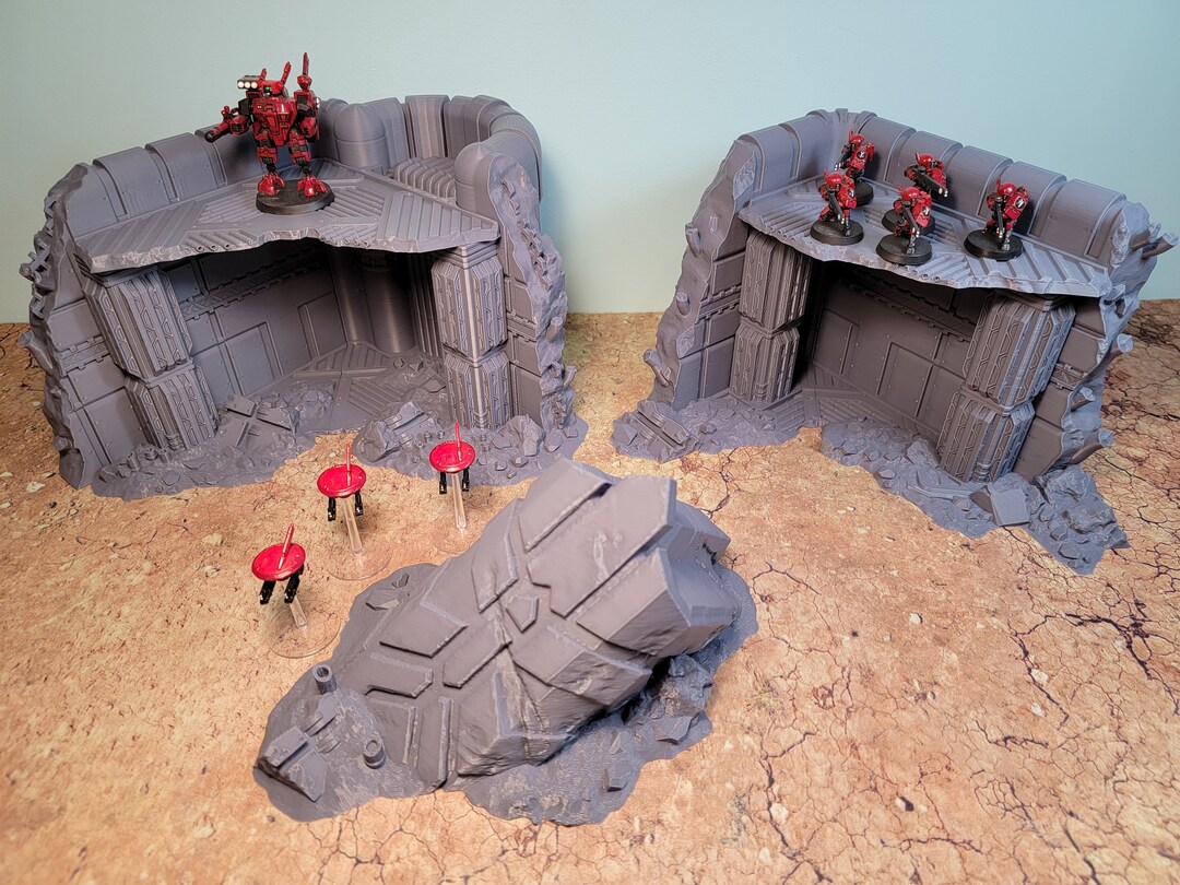 SPACE DWARF COLONY, Tabletop Terrain Sci-fi Ruins, 3D Printed Space ...