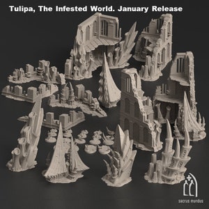 ALIEN INFESTED RUINS, Tabletop Terrain Sci-fi Destroyed City, 3D ...