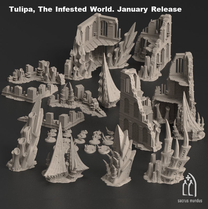 ALIEN INFESTED RUINS Tabletop Terrain Sci-fi Destroyed City - Etsy