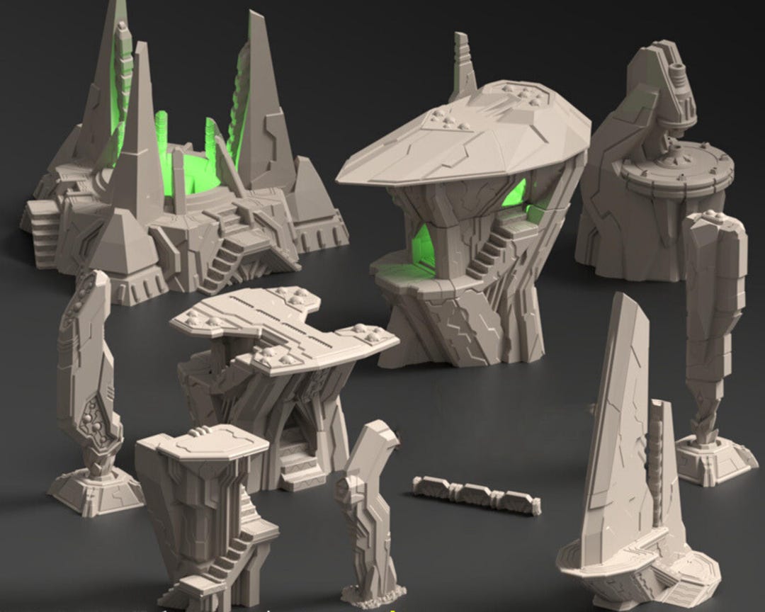 Delta-sol: Alien Border World 3D Printed Terrain Set Sleek Futuristic ...