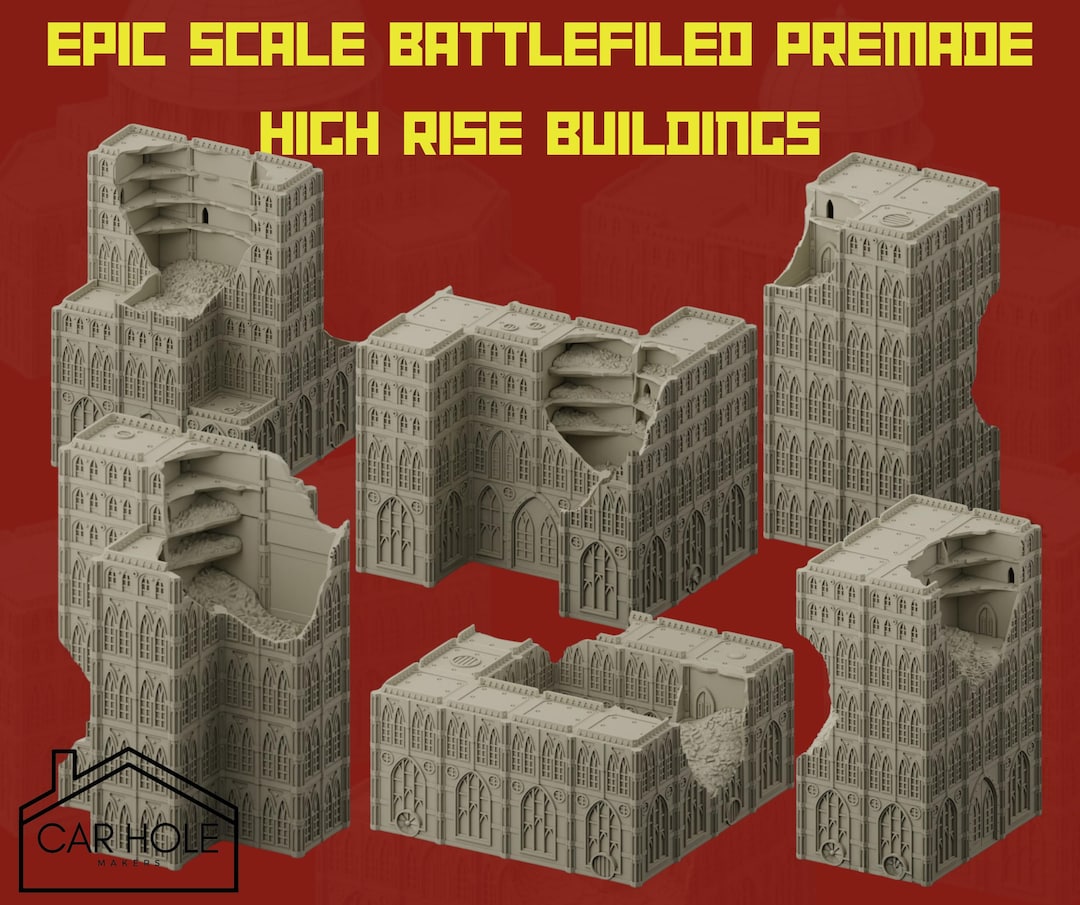 Epic Scale Battlefield Premade Set High Rise Buildings for 6mm Wargames ...