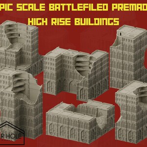 Epic Scale Battlefield Premade Set High Rise Buildings for 6mm Wargames ...