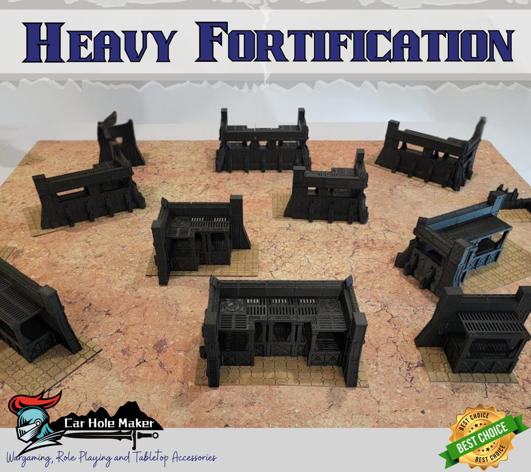 3D Printed Heavy Fortification Terrain Set – Modular Sci-fi Barricades ...