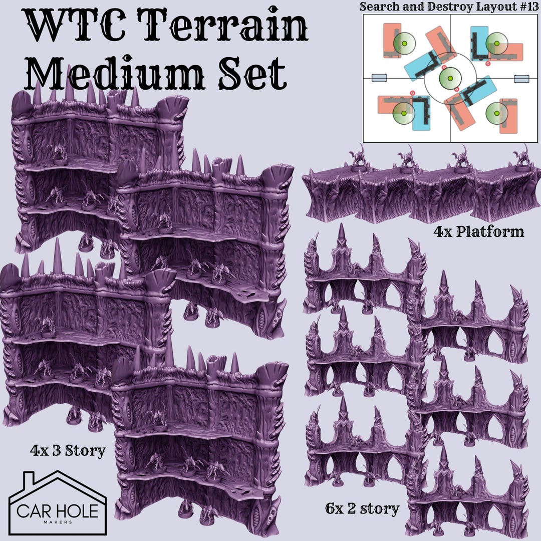 WTC Terrain Medium Set – 3D Printed Sci-fi Alien Themed 28mm Wargaming ...