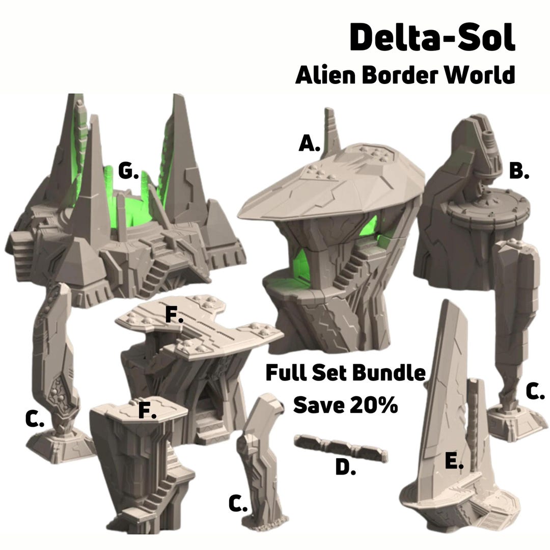 Delta-sol: Alien Border World 3D Printed Terrain Set | Sleek Futuristic ...