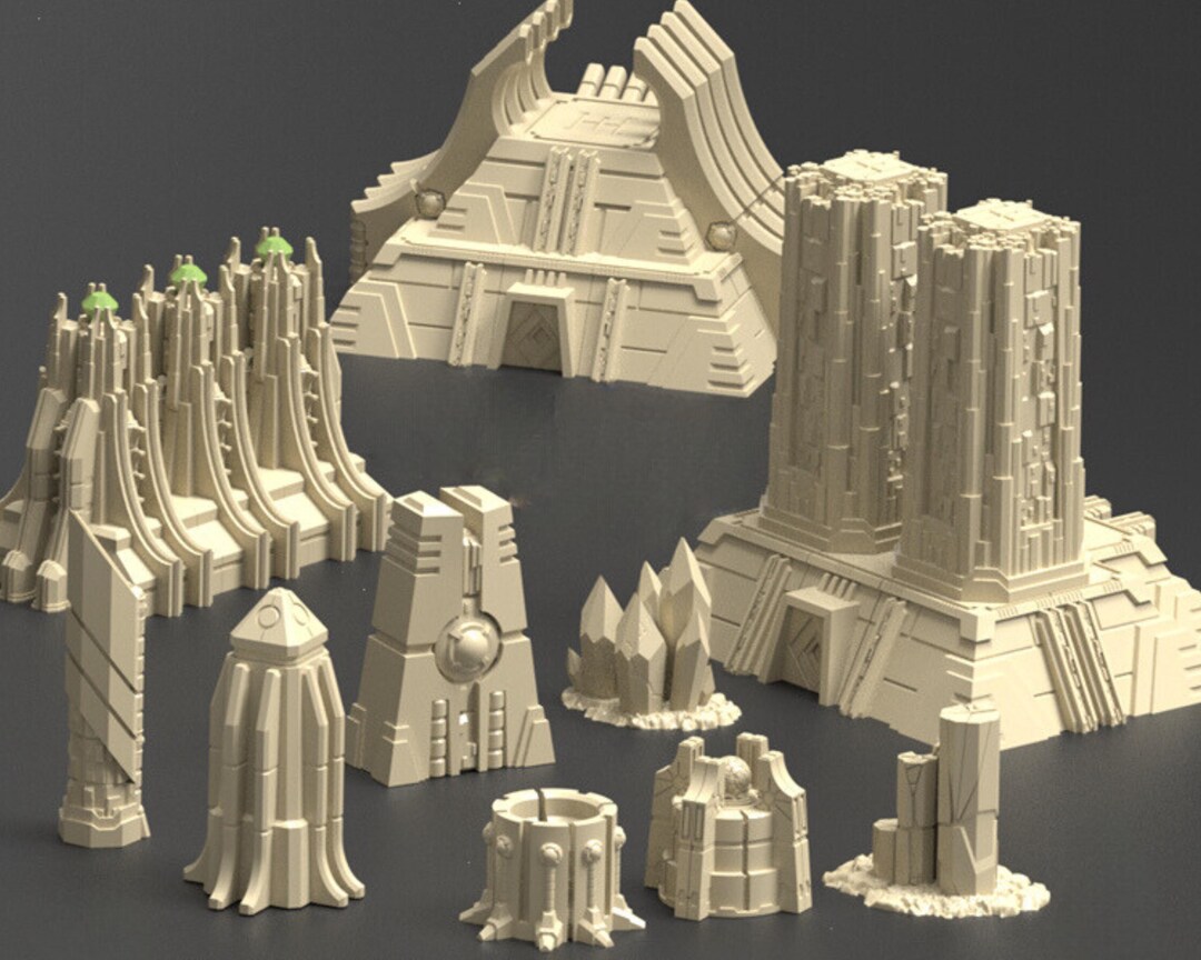 3D Printed Sci-fi Necropolis Terrain Set, Ancient Pyramid Monoliths for ...