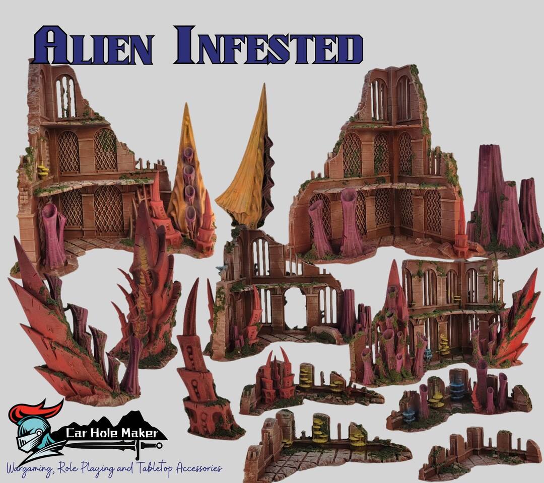 Alien-infested Sci-fi Ruins – Modular Terrain for 28mm-32mm Tabletop ...