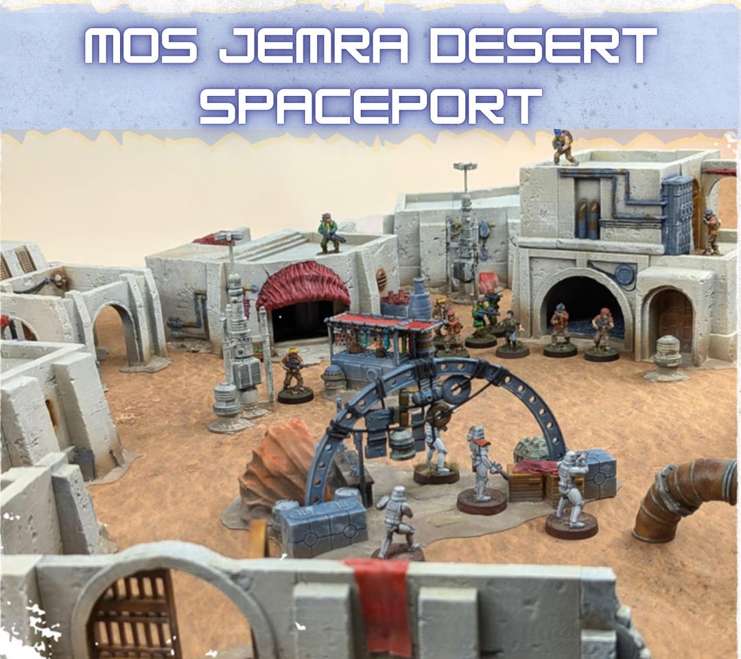 Outer Rim Terrain Set: Mos Jemra Desert Spaceport for Tabletop Wargames ...