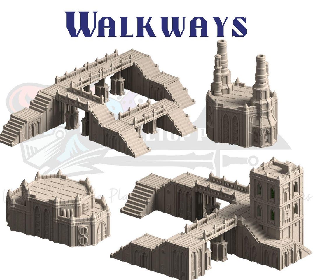 Grimdark Hive City Terrain Set: Omnis Prime Hive District Walkways and ...