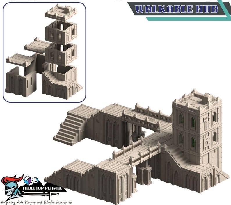 Grimdark Hive City Terrain Set: Omnis Prime Hive District Walkways and ...