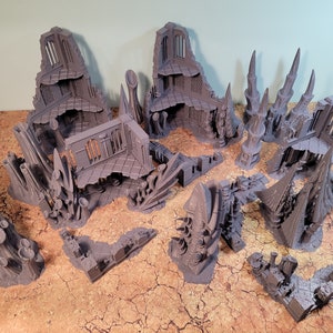 ALIEN INFESTED RUINS, Tabletop Terrain Sci-fi Destroyed City, 3D ...