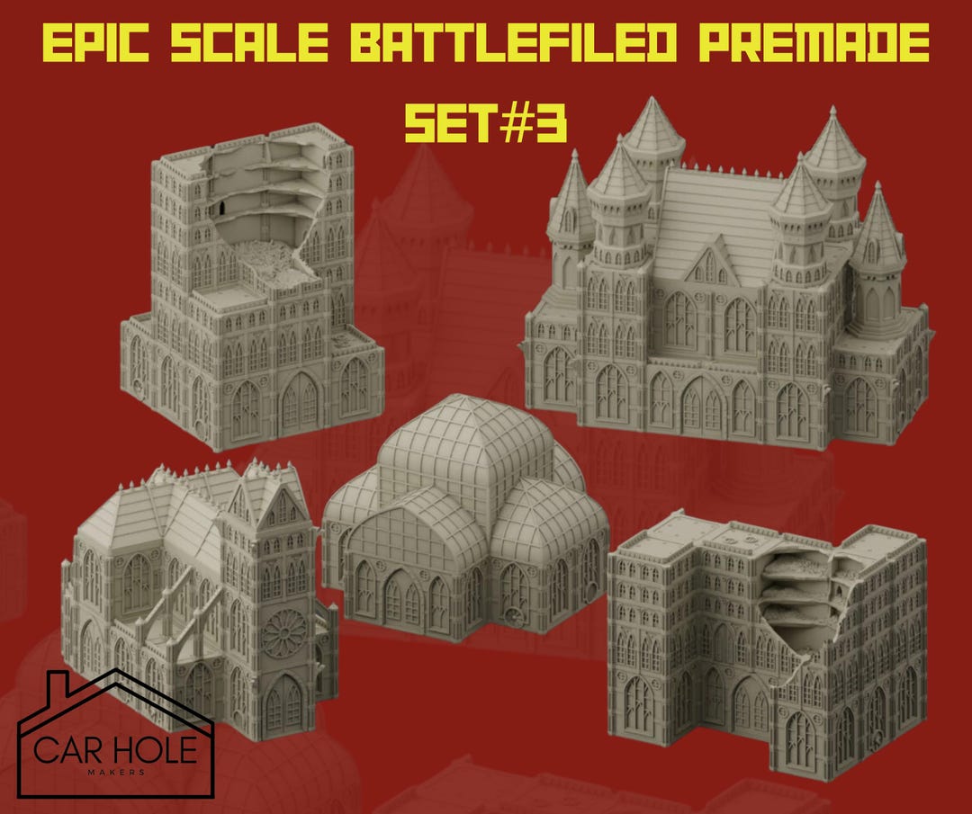 Epic Scale Battlefield Premade Set 3 Gothic Buildings for 28mm Sci-fi ...