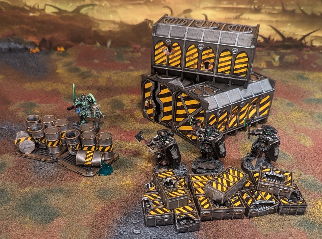 WARGAME CONTAINERS and CRATES, Tabletop Terrain Gothic Sci-fi Warhammer ...